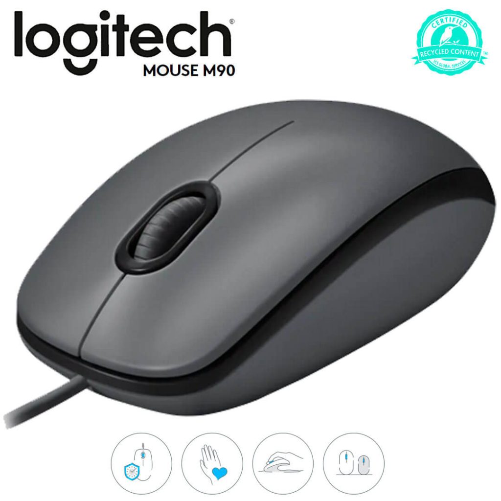 Mouse Logitech M90 con cable USB NEGRO – FullMerca